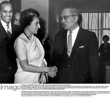 Mrs. Indira Gandhi, Prime Minister of India with Mr. Arthur Bottomley ...