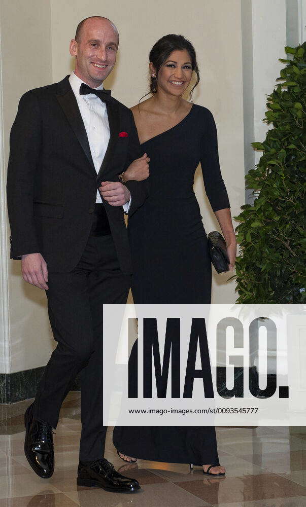 Stephen Miller and Katie Waldman arrive for the State Dinner hosted by ...