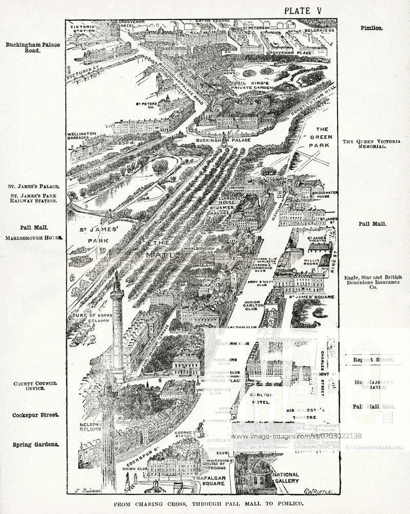 Map of the Pall Mall area of London Map of the Charing Cross, Pall Mall ...
